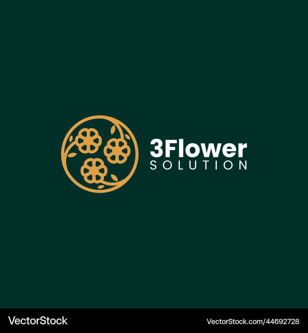 Logo 3 flower line art style Royalty Free Vector Image