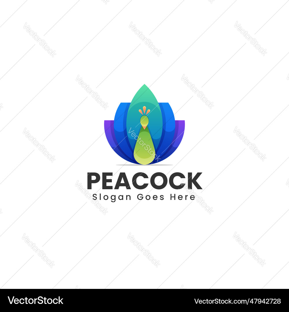 Logo peacock gradient colorful style Royalty Free Vector