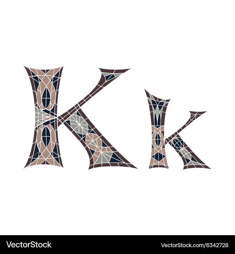 Low poly letter k in brown mosaic polygon Vector Image