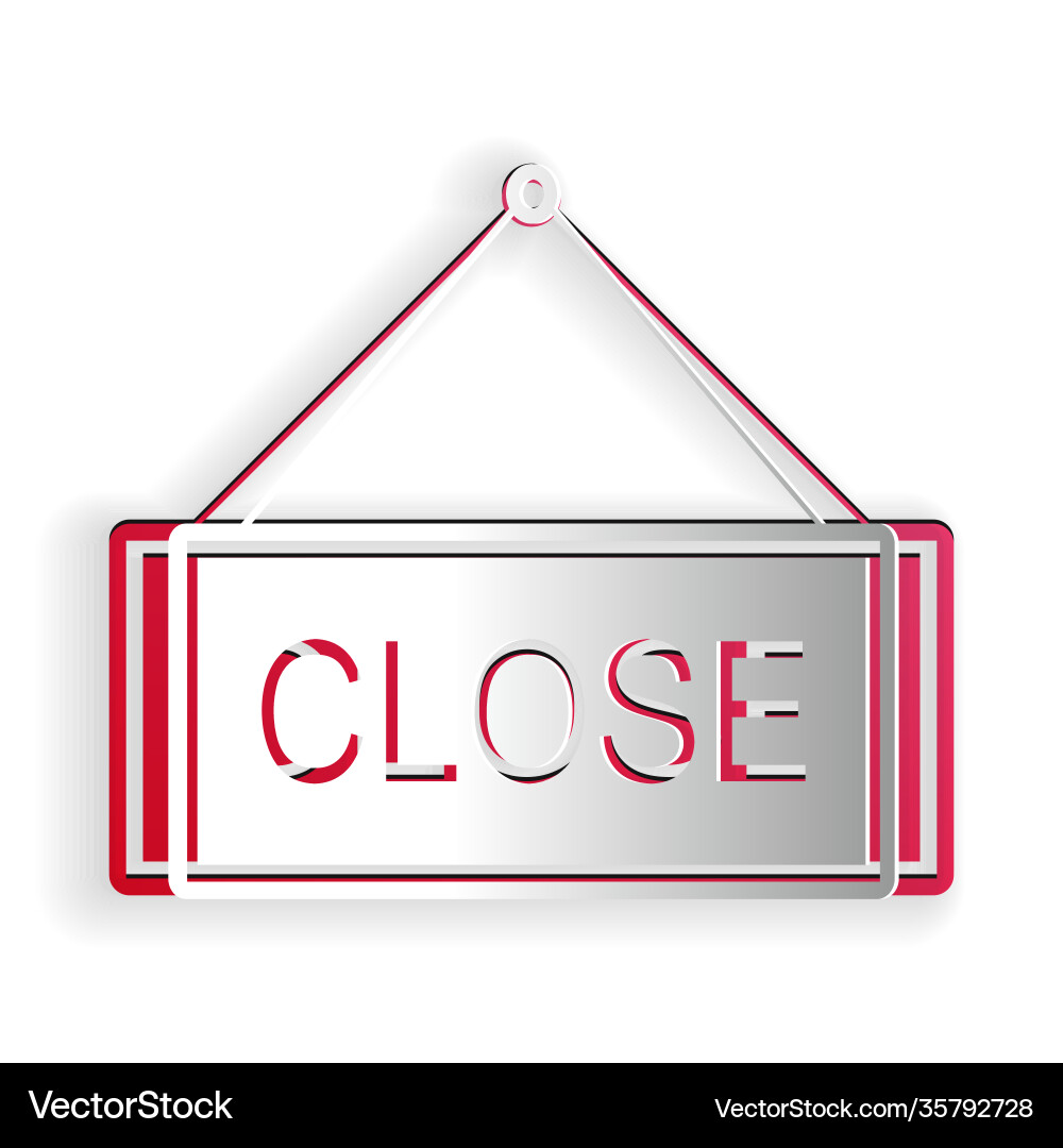 Paper cut hanging sign with text close icon Vector Image