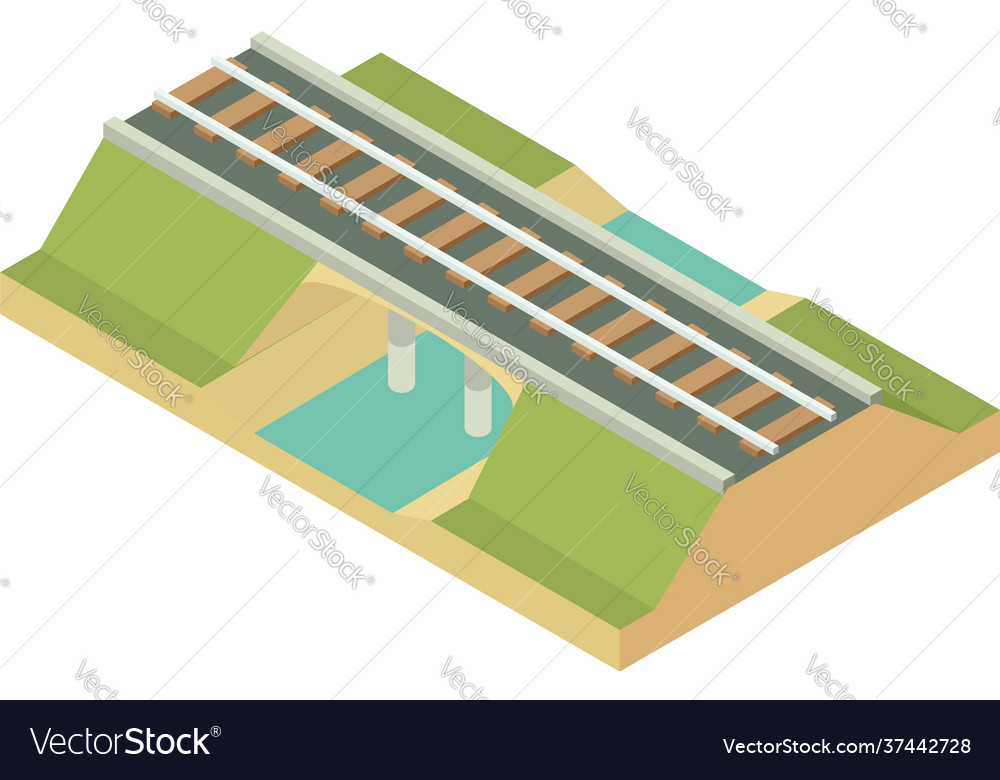 Railway river bridge icon isometric style Vector Image