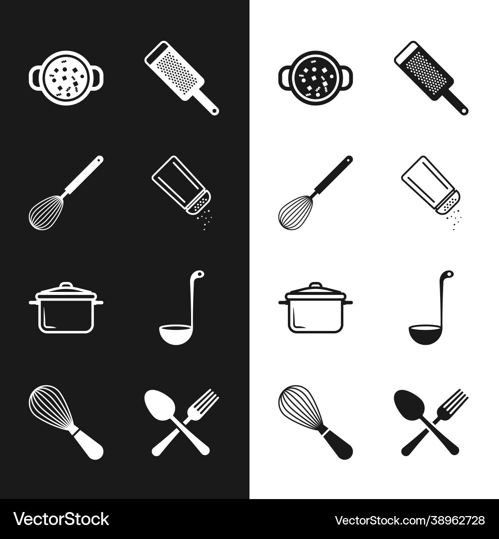Set salt and pepper kitchen whisk cooking soup Vector Image