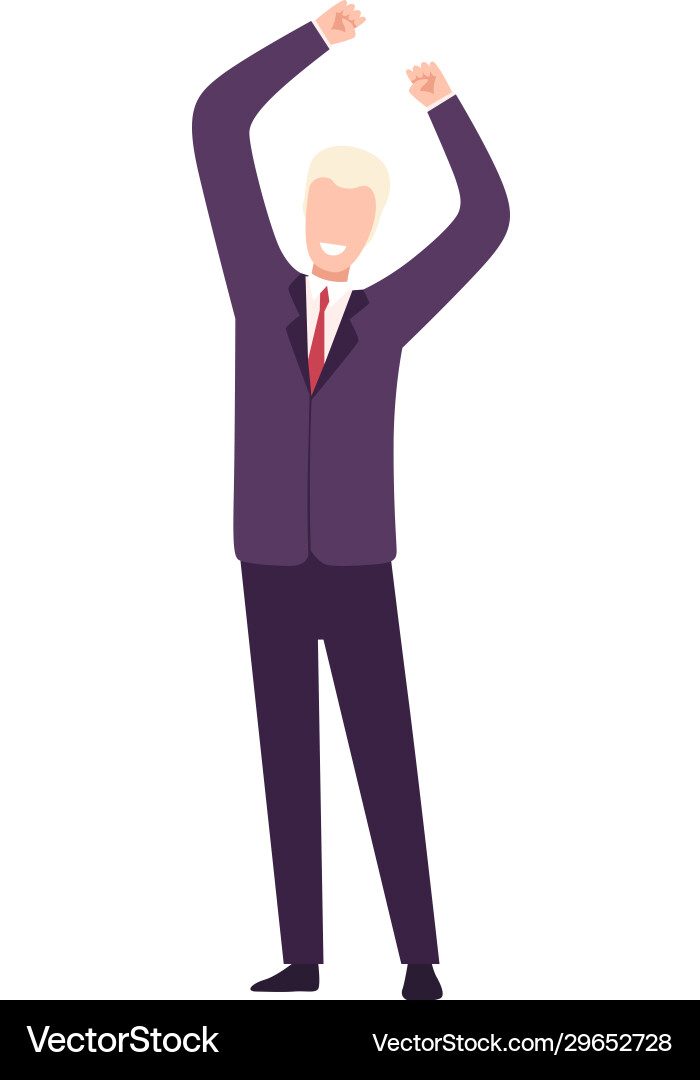 Smiling Businessman Celebrating Victory Manager Vector Image