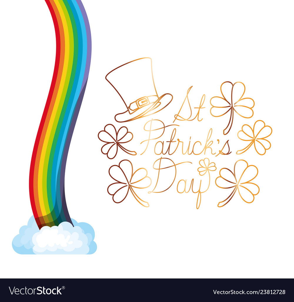 St patricks day label with rainbow icons Vector Image