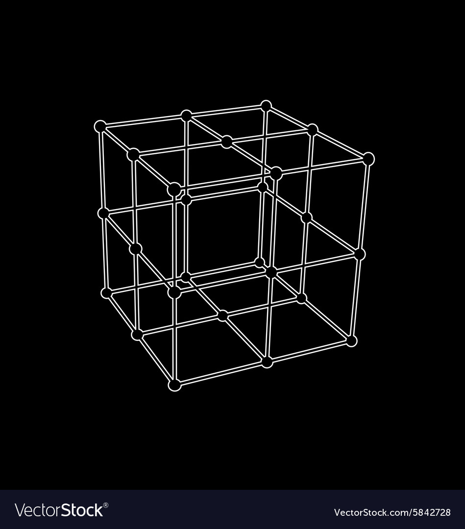 Wireframe mesh polygonal element cube Royalty Free Vector