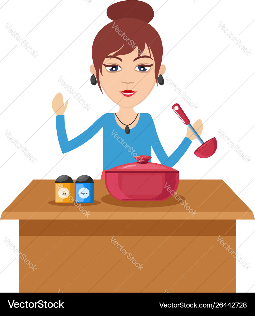 Woman cooking on white background Royalty Free Vector Image