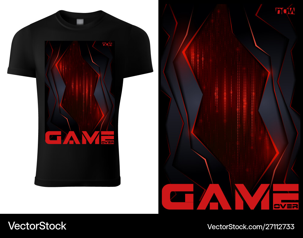 Black t-shirt for computer game players Royalty Free Vector
