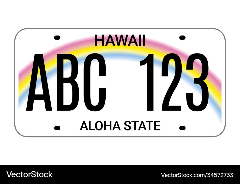 Car license hawaii plate aloha state Royalty Free Vector