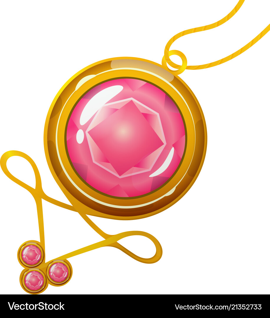 Cartoon pendant with pink crystal gem Royalty Free Vector