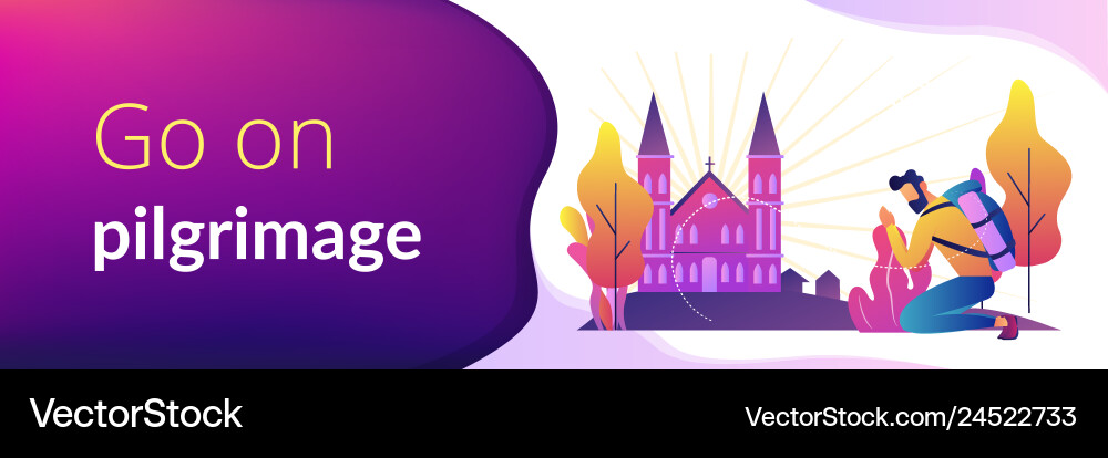 Christian pilgrimages concept banner header Vector Image