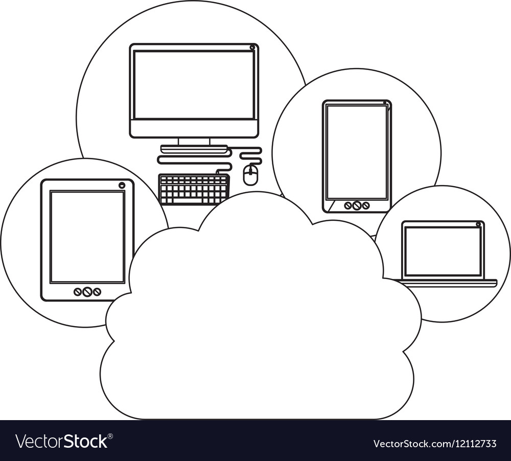 Devices and cloud computing design Royalty Free Vector Image