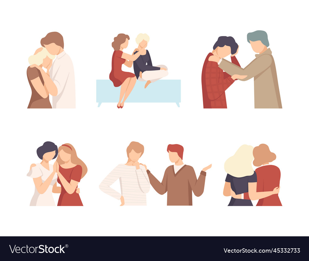 Friends or relatives comforting and caring about Vector Image Friends or relatives comforting and caring about Vector Image