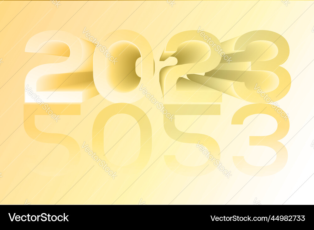 Golden happy new year 2023 reflection effect Vector Image