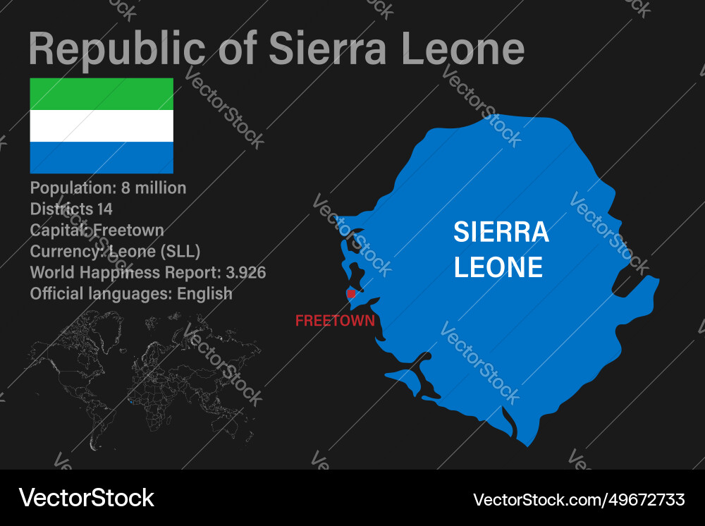 Highly detailed sierra leone map with flag Vector Image