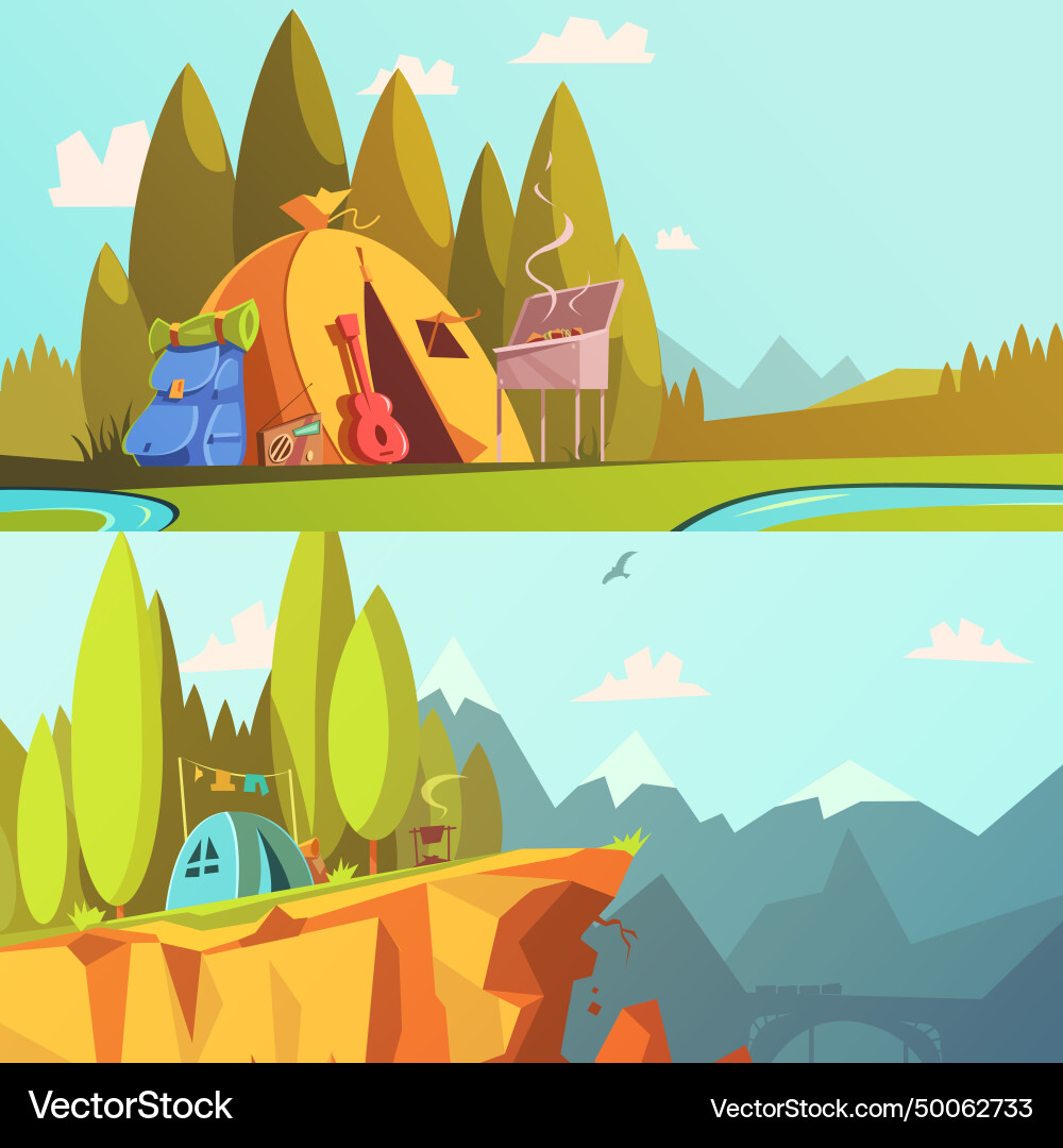 Hiking banners set Royalty Free Vector Image - VectorStock
