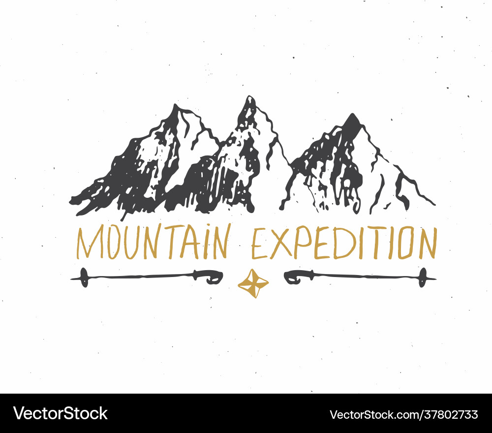 Mountain expedition lettering handwritten sign Vector Image
