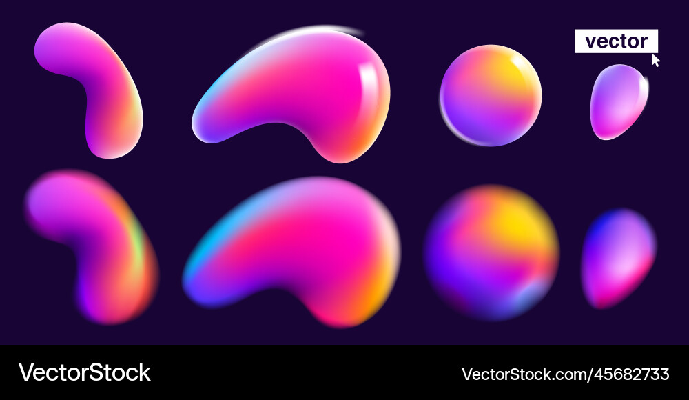 Multicolor rainbow floating liquid shapes vivid Vector Image