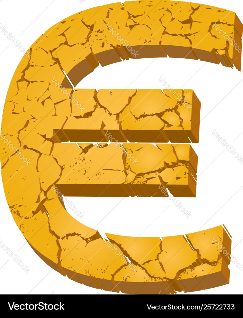 Symbol euro cracked as dry mud Royalty Free Vector Image