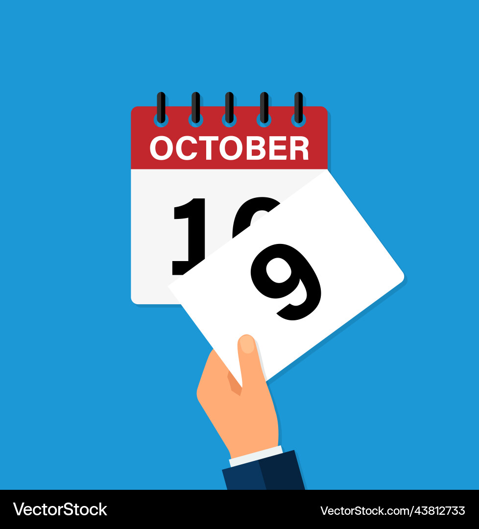 Tear off a leaf october on wall calendar Vector Image