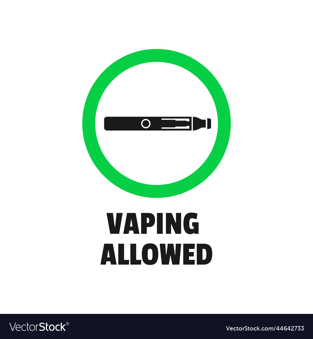 Vaping allowed sign with green circle and e Vector Image