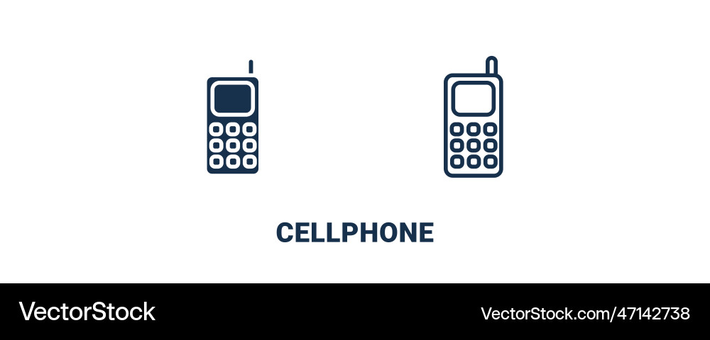 Cellphone icon outline and filled Royalty Free Vector Image
