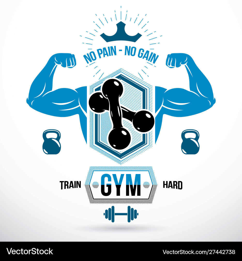 Graphic sign created with strong athlete biceps Vector Image