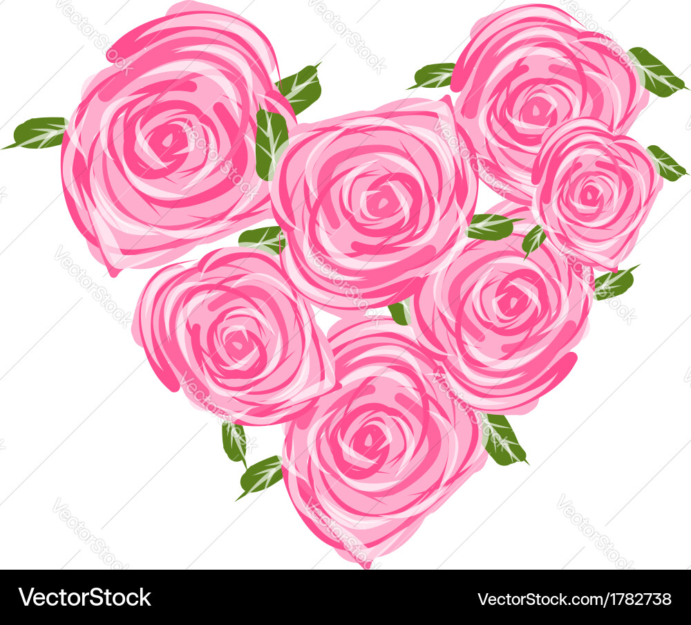 Heart shape made from roses for your design Vector Image