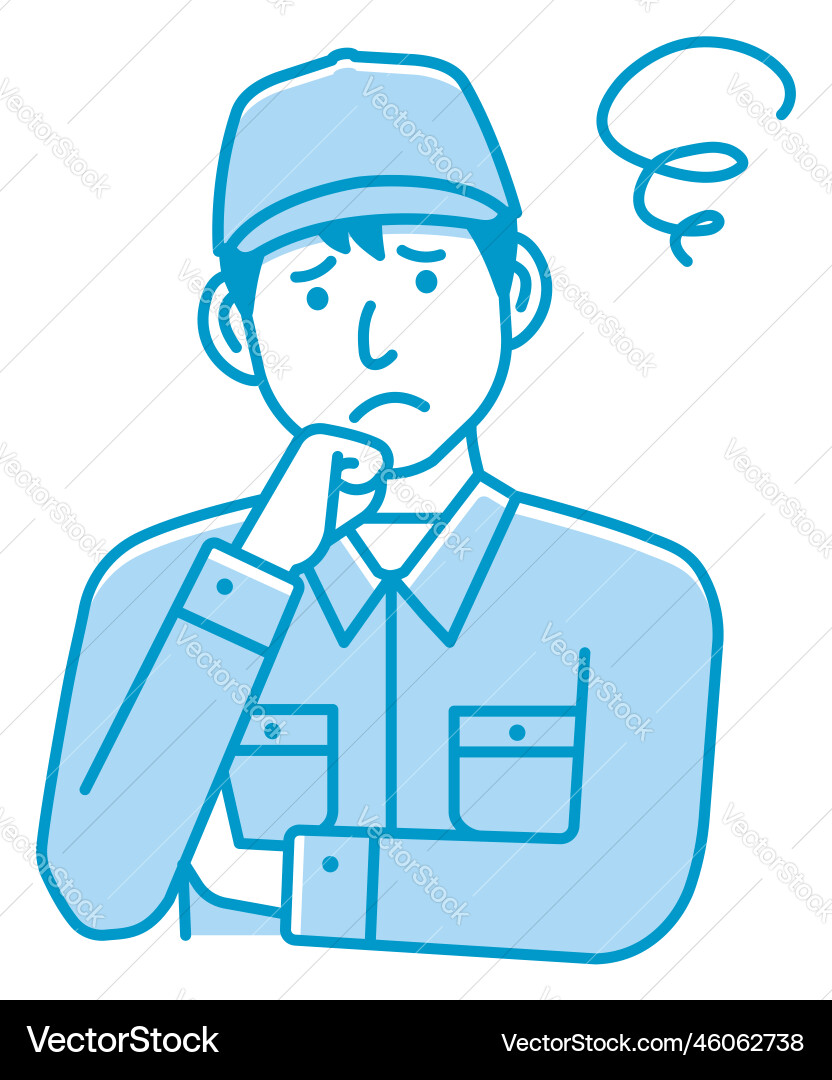 Male blue collar worker gesture thinking worried Vector Image