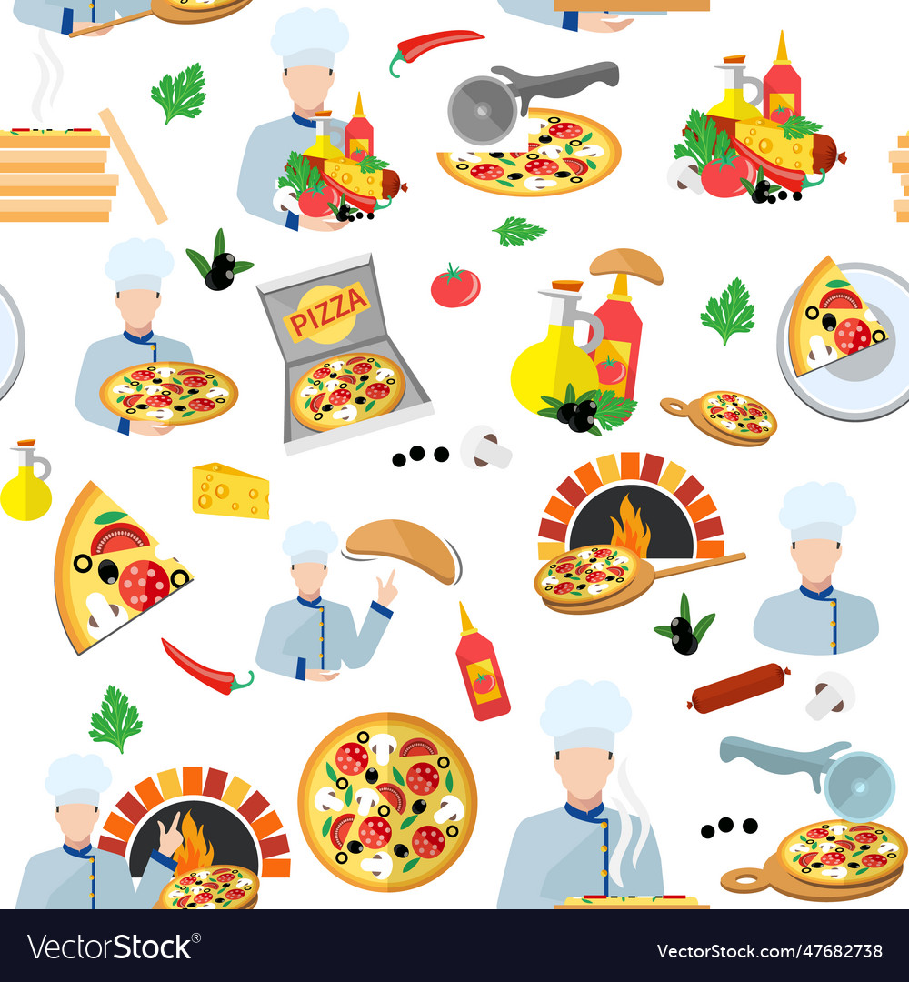 Pizza maker seamless pattern Royalty Free Vector Image