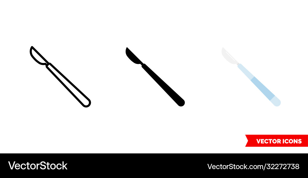 Scalpel icon 3 types isolated sign Royalty Free Vector Image