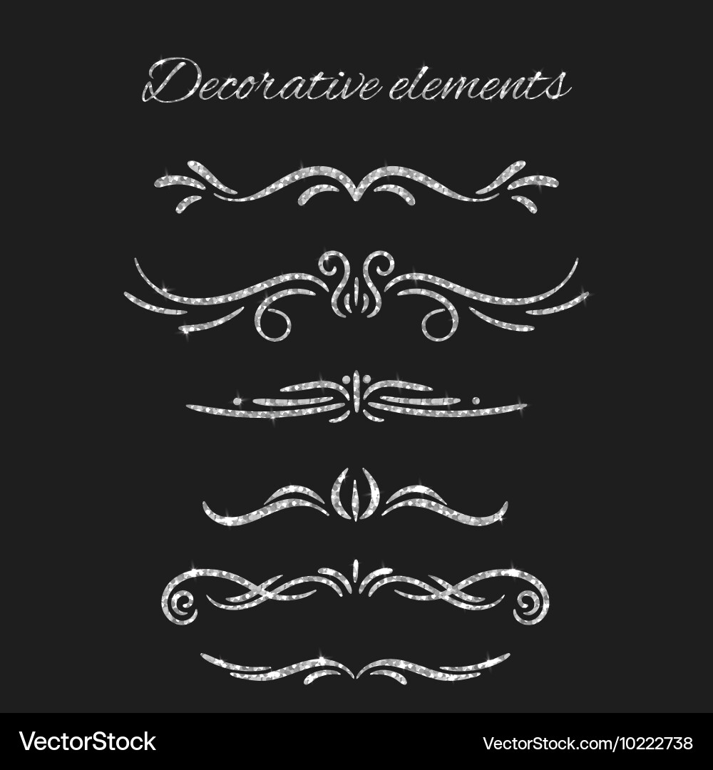 Silver text dividers set ornamental decorative Vector Image