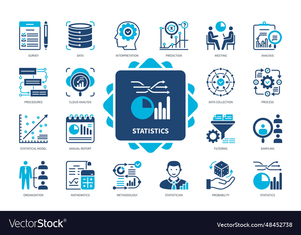Statistics solid icon set Royalty Free Vector Image