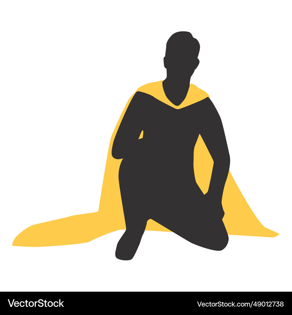 Superhero silhouette on his knee Royalty Free Vector Image