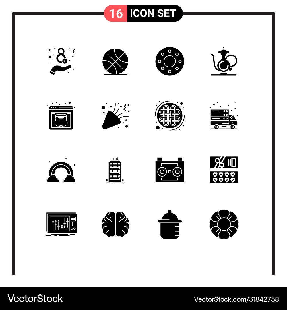 User Interface Pack 16 Basic Solid Glyphs Vector Image