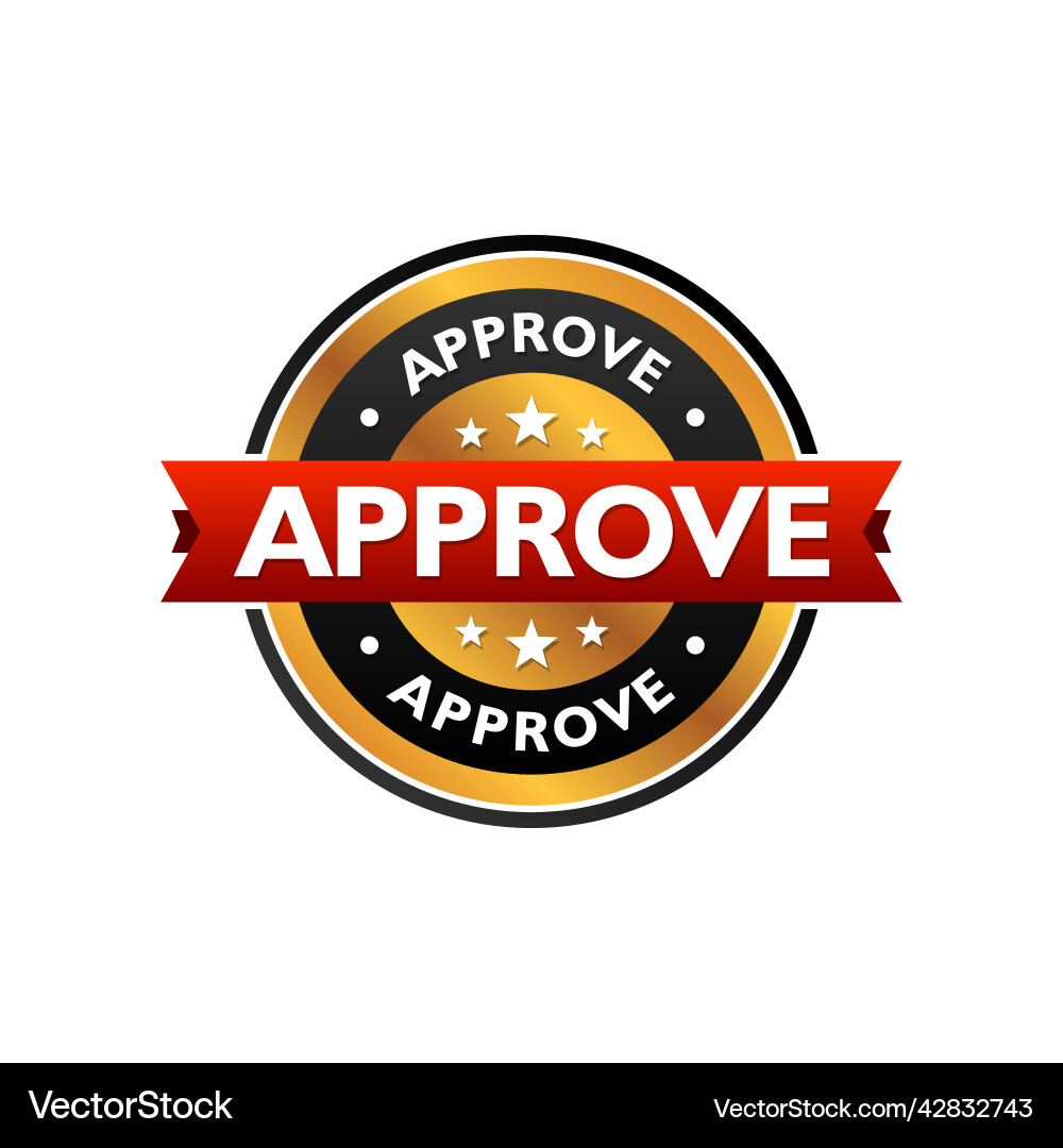 Approved gold stamp isolated on white background Vector Image