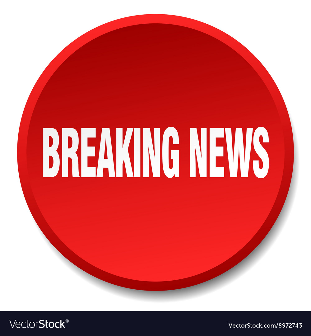 Breaking news red round flat isolated push button Vector Image