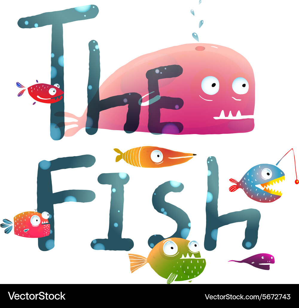 Colorful the fish sign underwater Royalty Free Vector Image