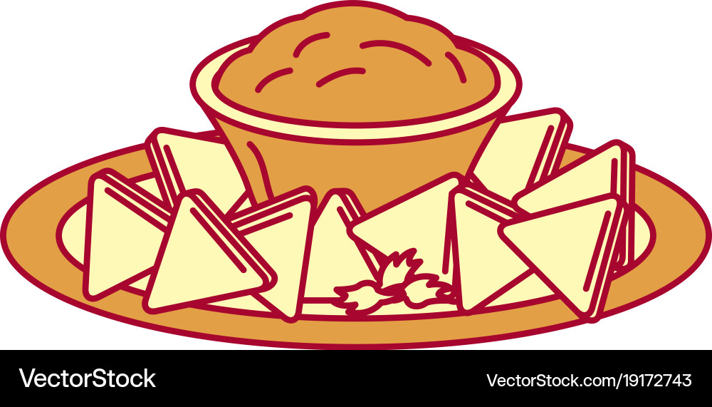 Delicious nachos with sauce Royalty Free Vector Image