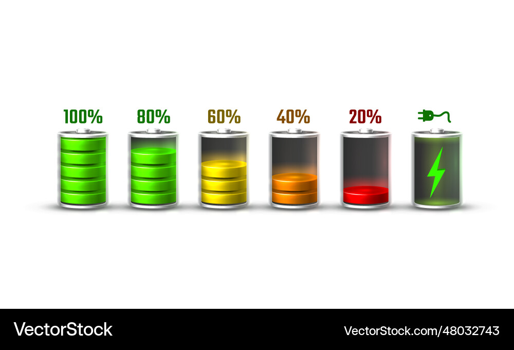 Discharged and fully charged battery Royalty Free Vector