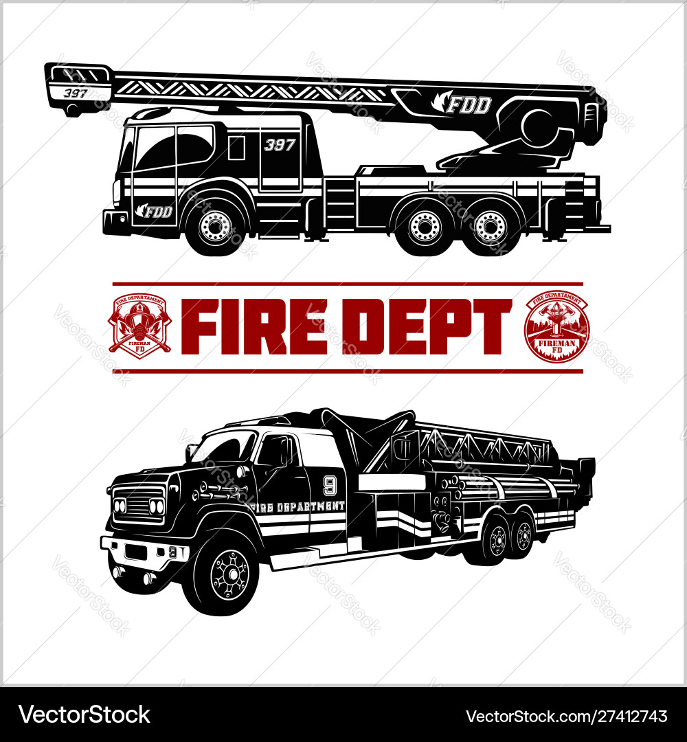 Fire truck - departament emblem Royalty Free Vector Image