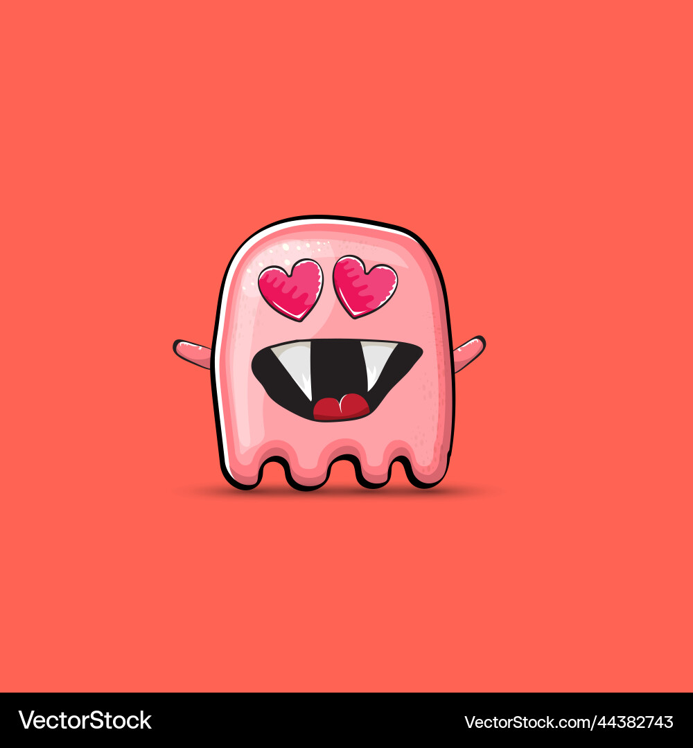 Funny cute smiling pink ghost monster isolated Vector Image