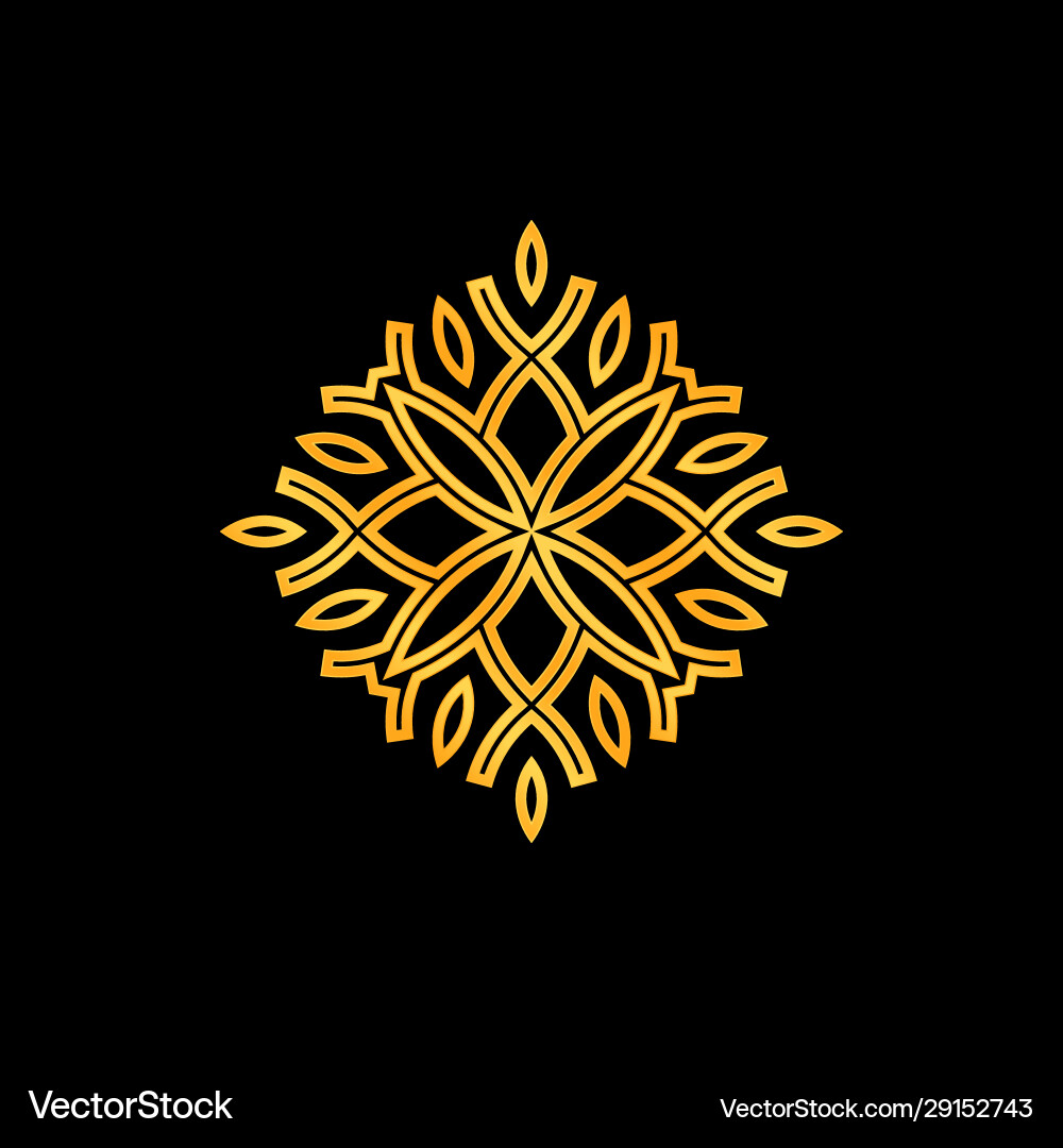 Leaf ornament icon with gold color for element Vector Image