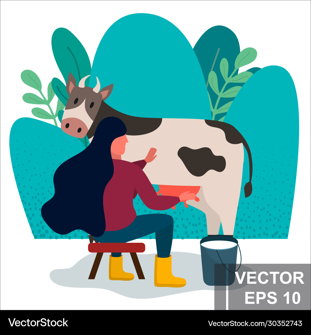 Milkmaid farmer for your design modern flat Vector Image
