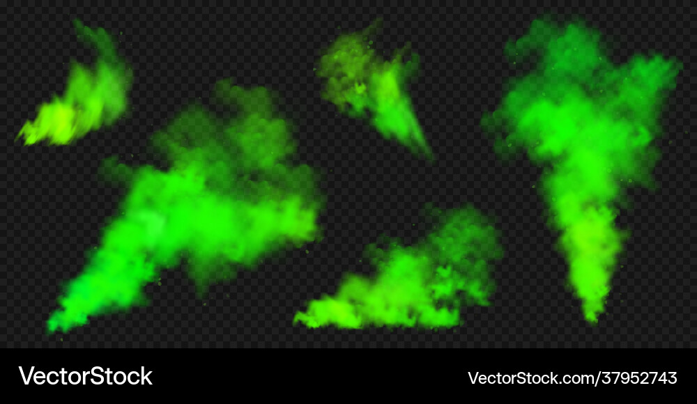 Realistic green colorful smoke clouds mist effect Vector Image