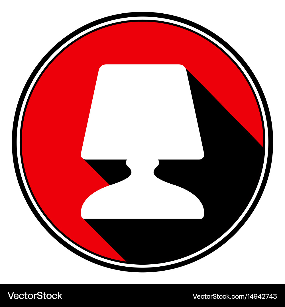 Red round with black shadow - white lamp icon Vector Image