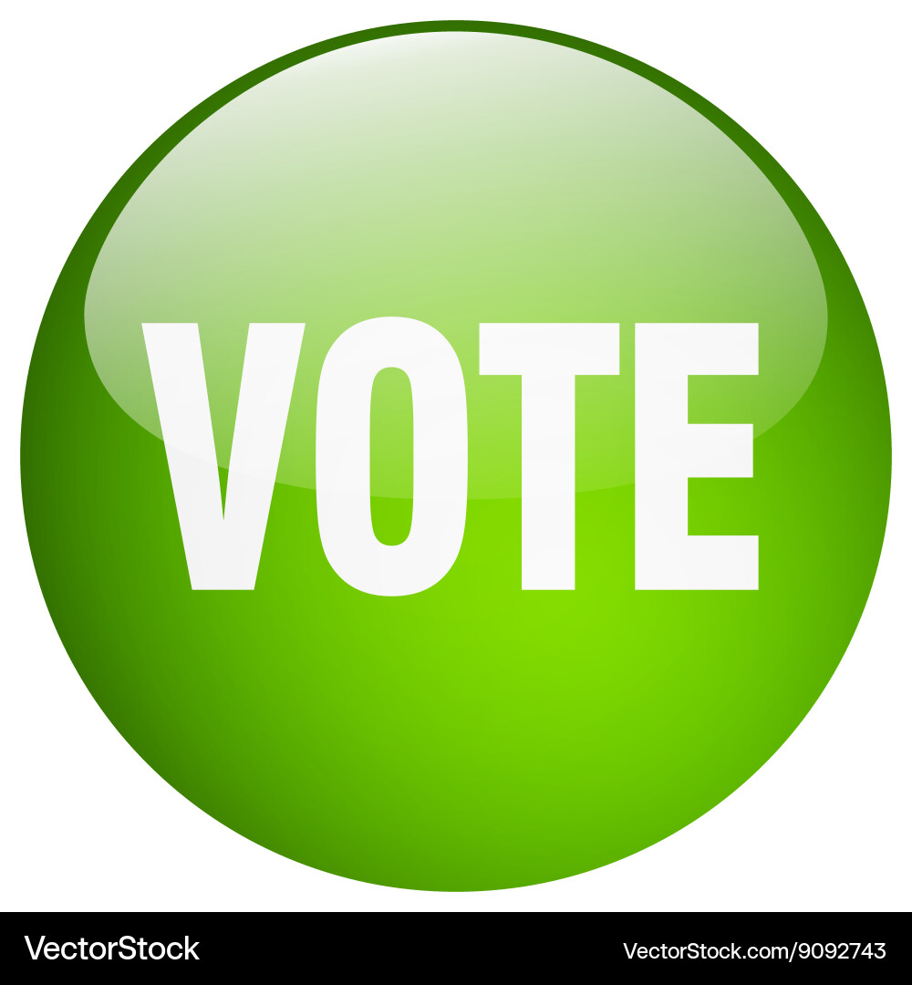 Vote green round gel isolated push button Vector Image