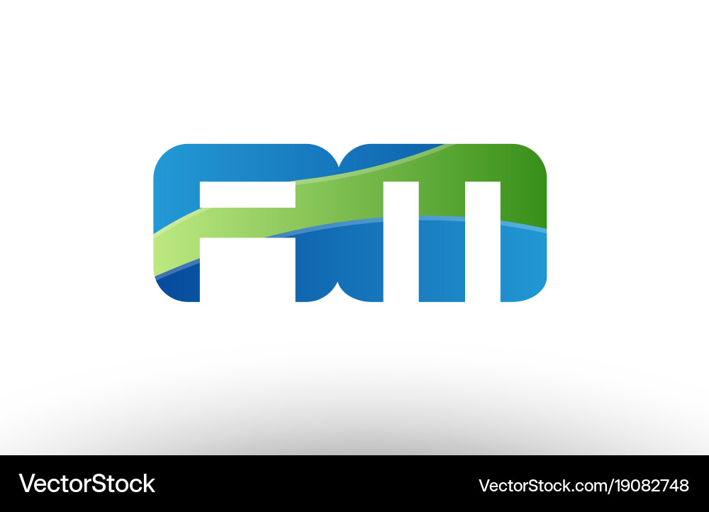 Blue green am a m alphabet letter logo Royalty Free Vector