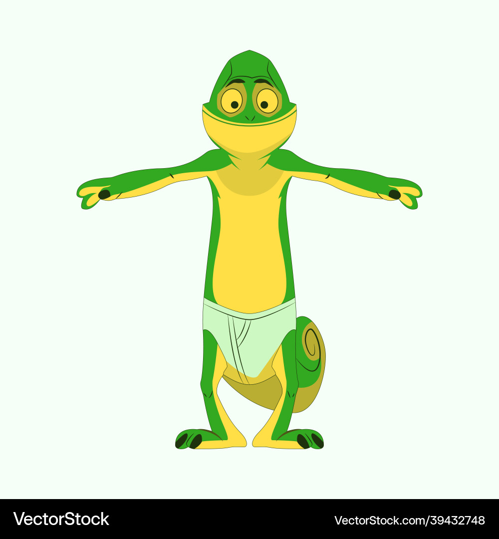 Chameleon mascot character wearing a diaper Vector Image