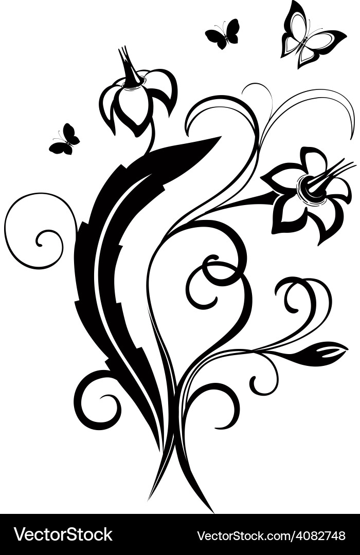Decorative composition of curls flowers Royalty Free Vector