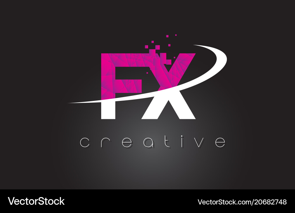 Fx f x creative letters design with white pink Vector Image